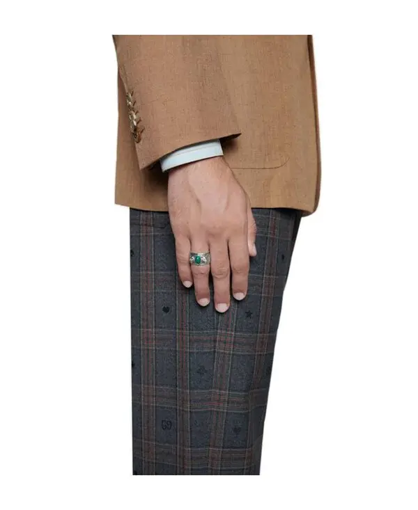 Gucci Tiger Head And Green Accent Ring