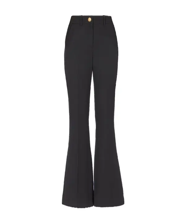 Balmain Flared Tailored Trousers With Gold Button Detail
