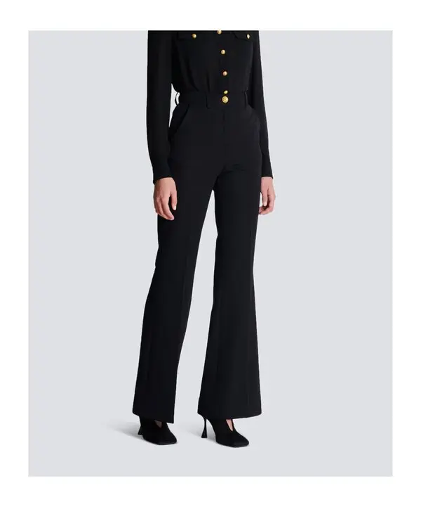 Balmain Flared Tailored Trousers With Gold Button Detail
