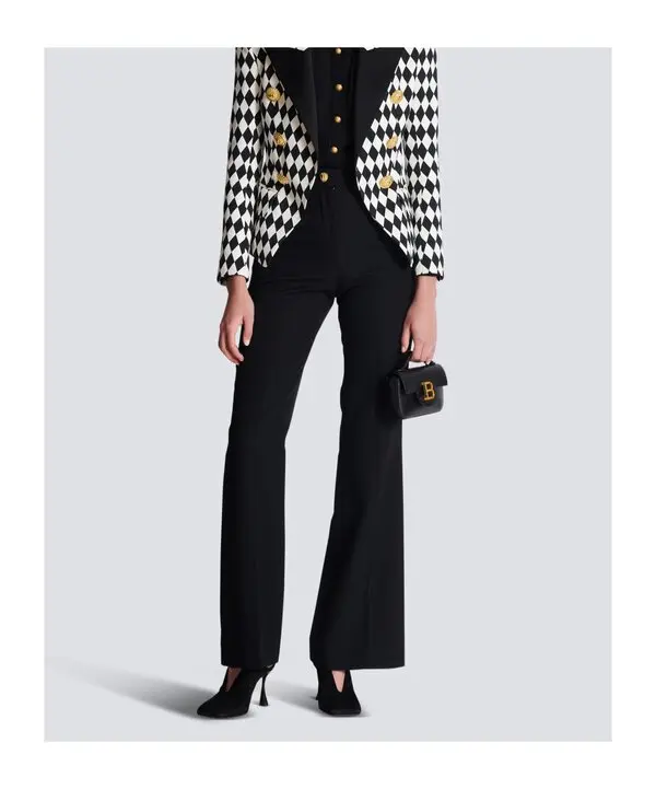 Balmain Flared Tailored Trousers With Gold Button Detail