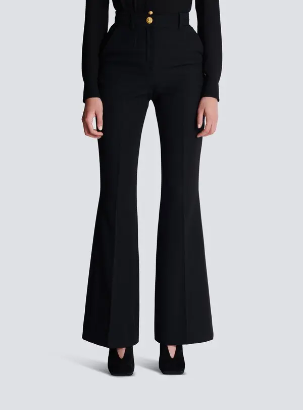 Balmain Flared Tailored Trousers With Gold Button Detail