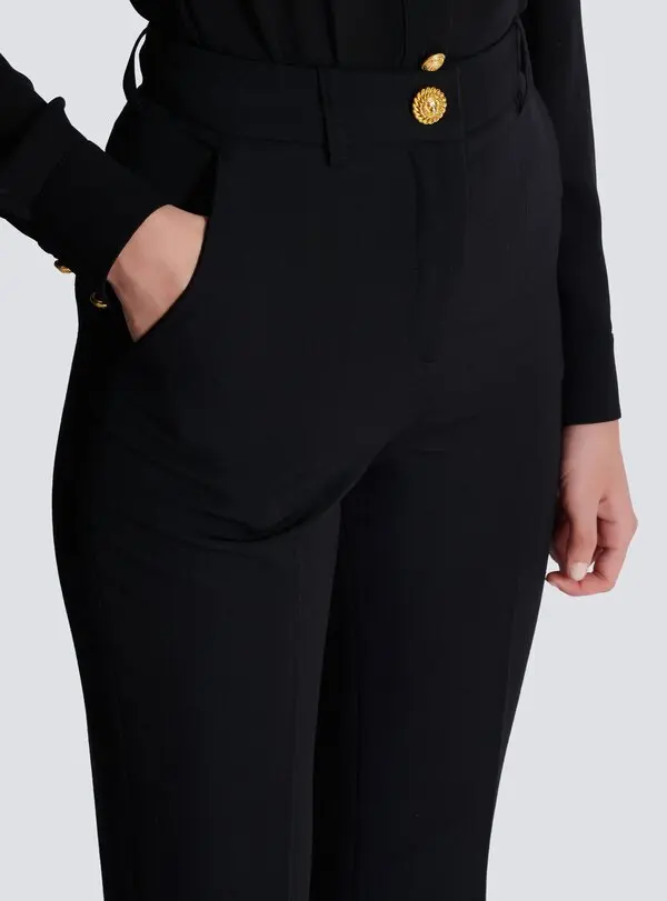 Balmain Flared Tailored Trousers With Gold Button Detail