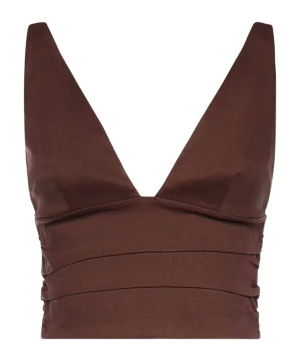 Pinko Cropped Vest With V-neck - Brown