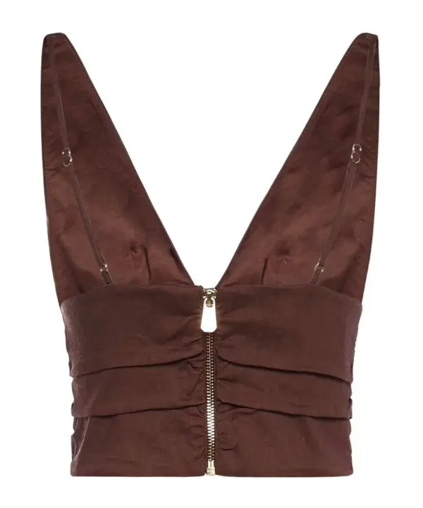 Pinko Cropped Vest With V-neck - Brown