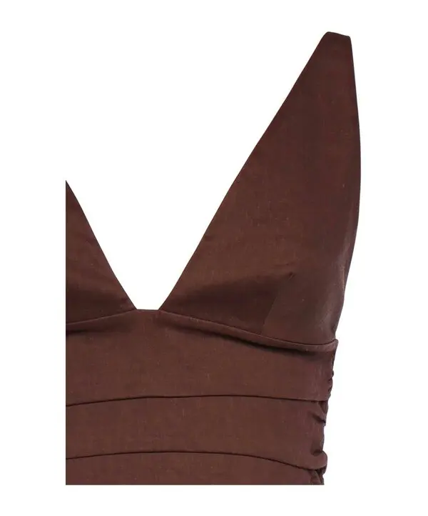 Pinko Cropped Vest With V-neck - Brown
