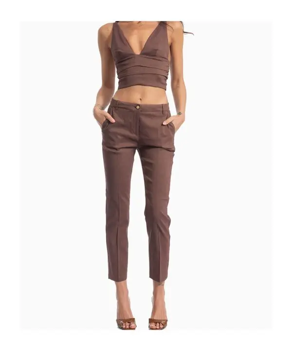 Pinko Cropped Vest With V-neck - Brown