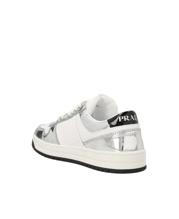Prada Tie Metallic Leather Sneakers