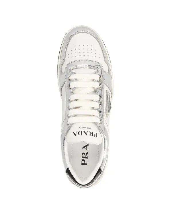 Prada Tie Metallic Leather Sneakers