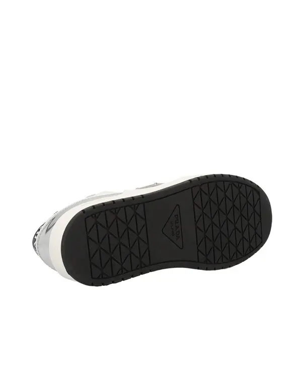 Prada Tie Metallic Leather Sneakers