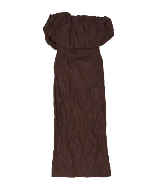 Magda Butrym Ruffled Strapless Dress - Brown