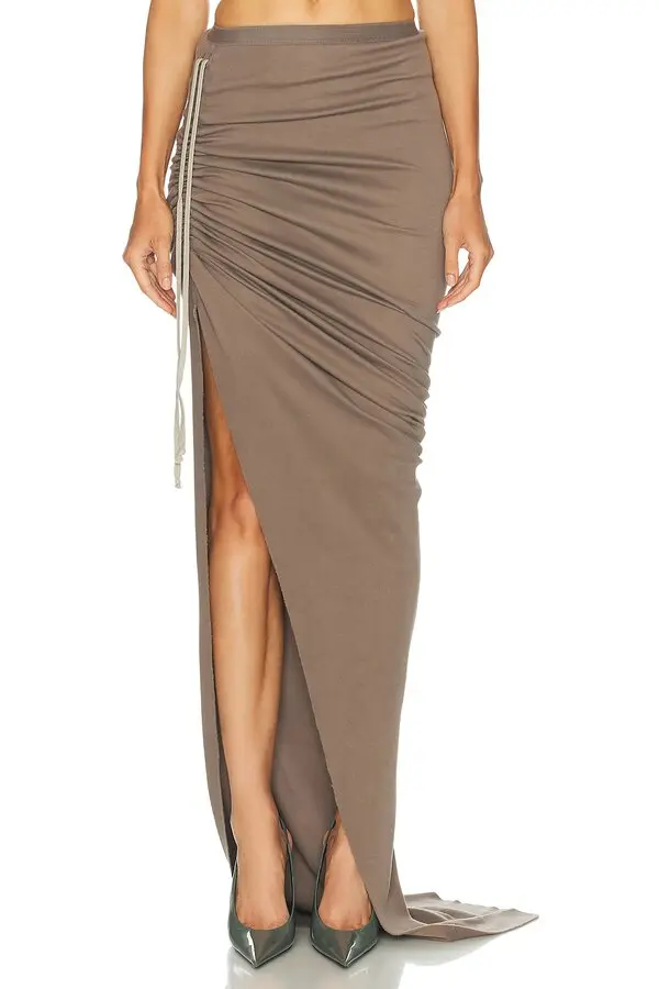 Rick Owens Edfu Skirt Maxi Length With Cinched Detail