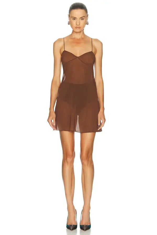TOM FORD Stretch Georgette Cocktail Slip Dress - Tobacco