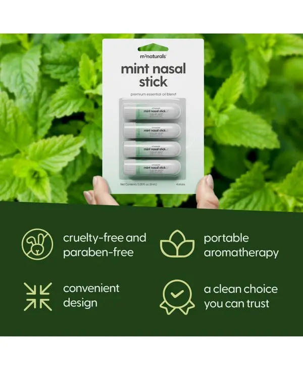 M3 Naturals Mint And Eucalyptus Nasal Inhaler Stick 4-pack