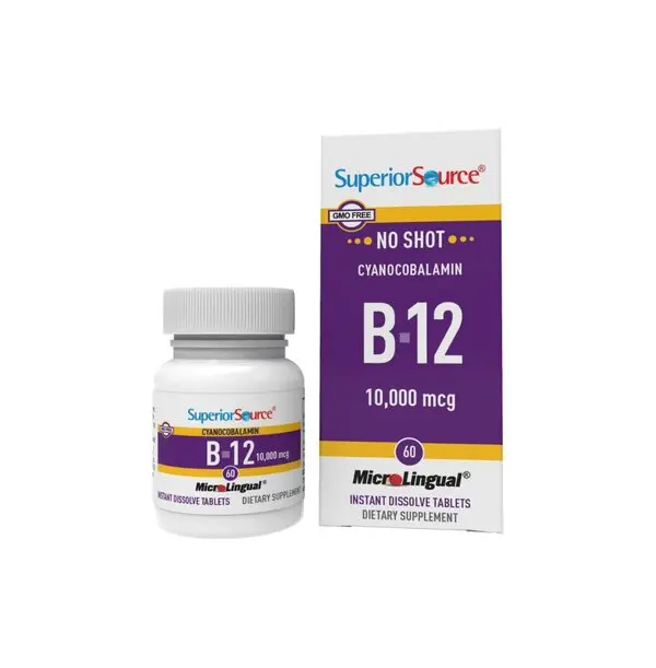 SUPERIOR SOURCE No Shot Vitamin B-12 Cyanocobalamin 10000 Mcg Sublingual Tablets