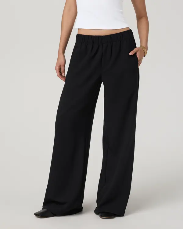 Vuori Sander Elastic Waist Trouser Wide Leg, Mid Rise - Black
