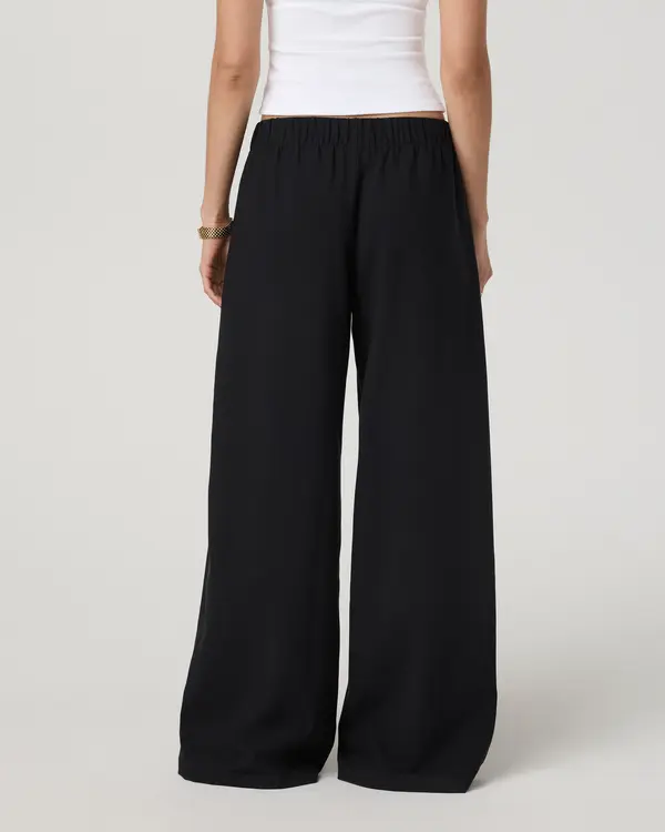 Vuori Sander Elastic Waist Trouser Wide Leg, Mid Rise - Black