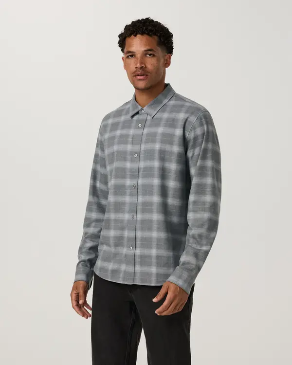 Vuori Long Sleeve Flannel Shirt - Grey Heather