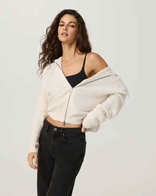 Vuori Milie Cashmere Rib Double Zip - Porcelain