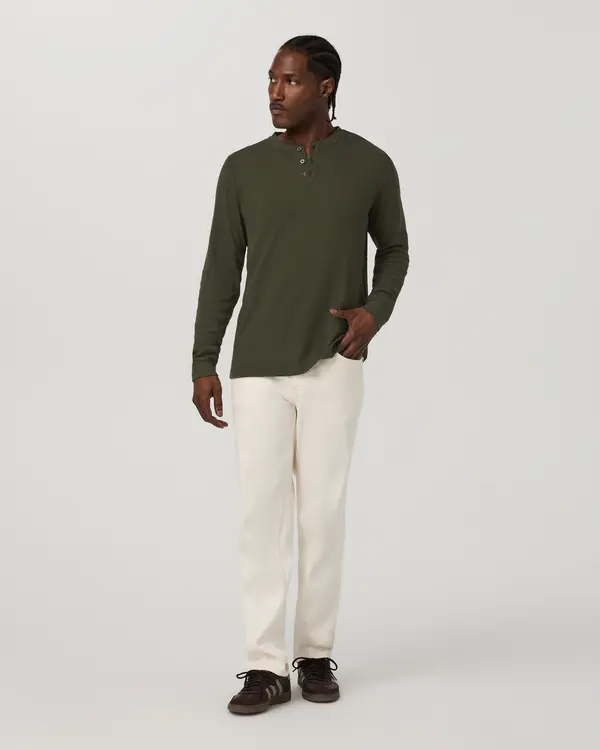 Vuori Waffle Henley Long Sleeve Shirt - Olive