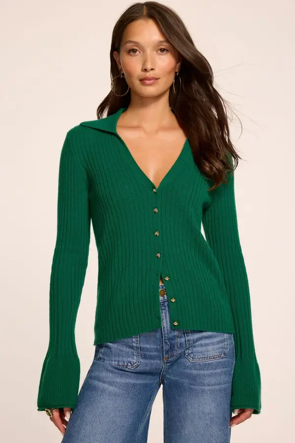 Ramy Brook Cathy Cashmere Cardigan Sweater - Deep Emerald