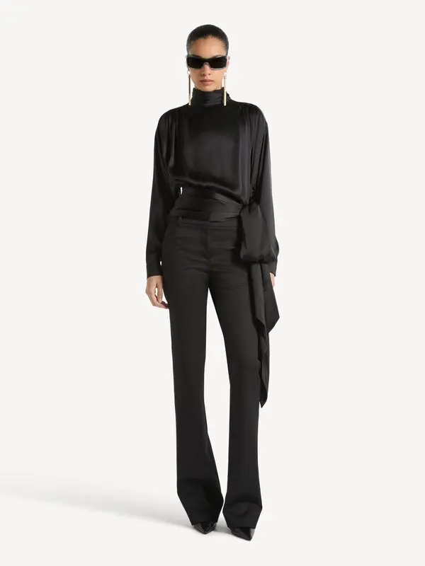 Balmain Silk Satin Blouse With Tie Detail