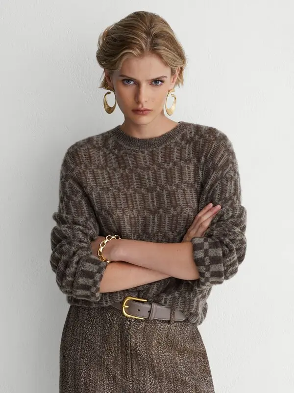 ATELIER Cashmere-silk Geometric Knit Jumper