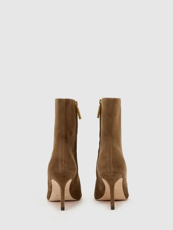 ATELIER Suede Zip Up Heeled Ankle Boots