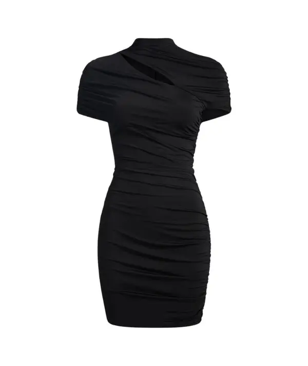 Balmain Draped Jersey Bodycon Dress - Black