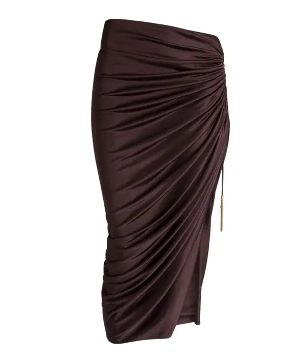 Balmain Flowing Jersey Midi Skirt With Slit