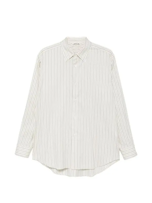 Auralee Cotton And Silk Striped Shirt