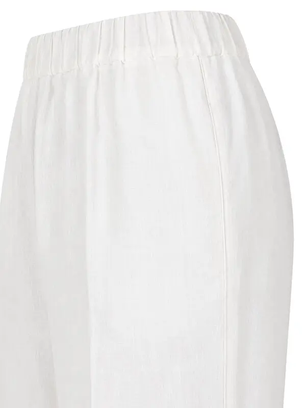 120% Lino Wide Leg Linen Trousers - White