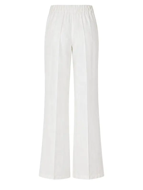 120% Lino Wide Leg Linen Trousers - White