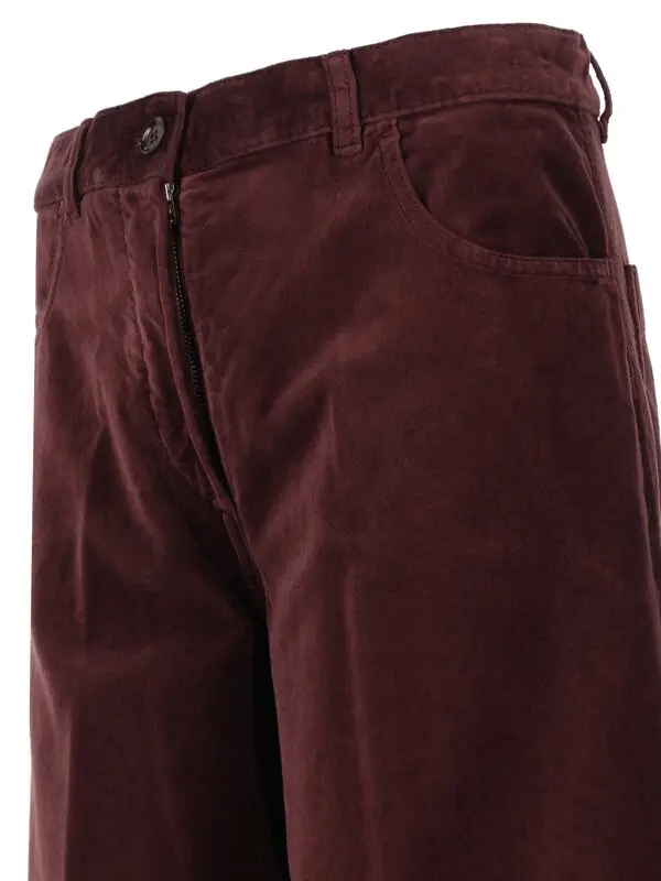 Aspesi Cotton Velvet Wide Leg Trousers - Bordeaux