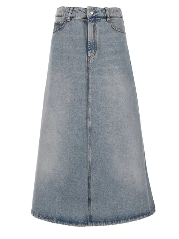 AMI Paris Cotton Maxi Skirt - Denim