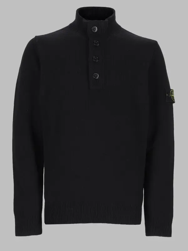 Stone Island Maglia Con Bottoni E Patch Logo