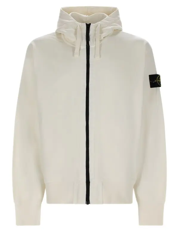 Stone Island Felpa Con Patch Logo - Ivory