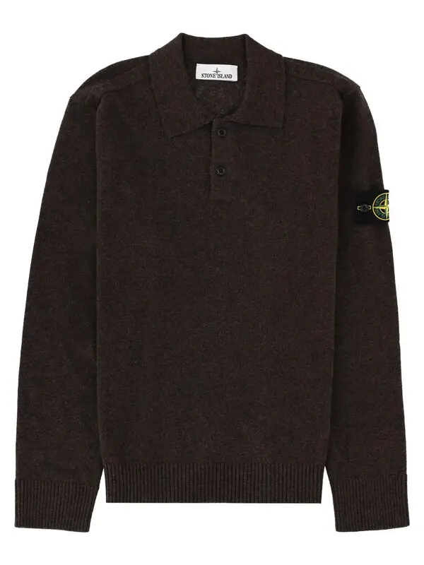 Stone Island Polo In Maglia Con Patch Logo