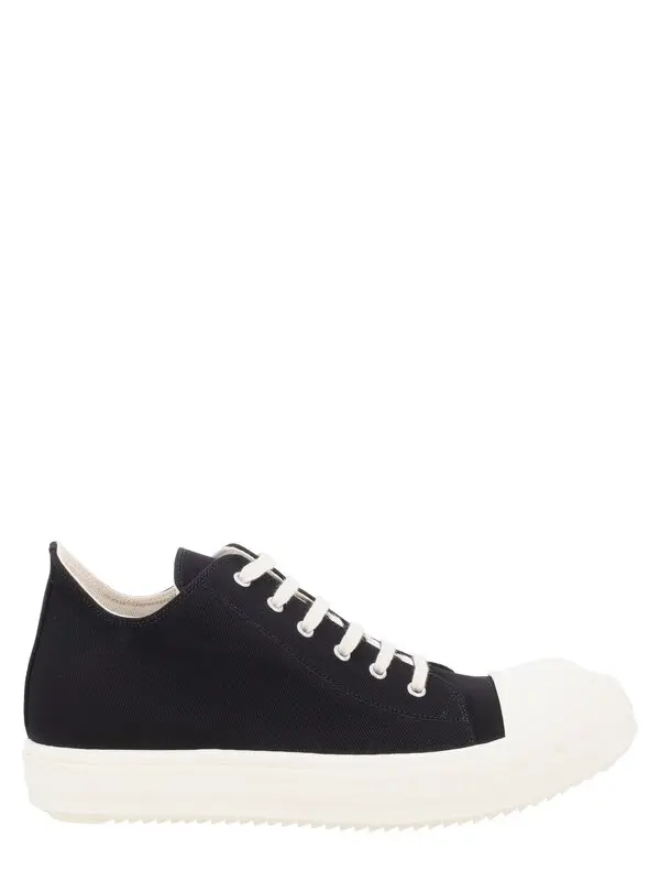 Rick Owens Sneaker Basse In Denim Di Cotone - Black