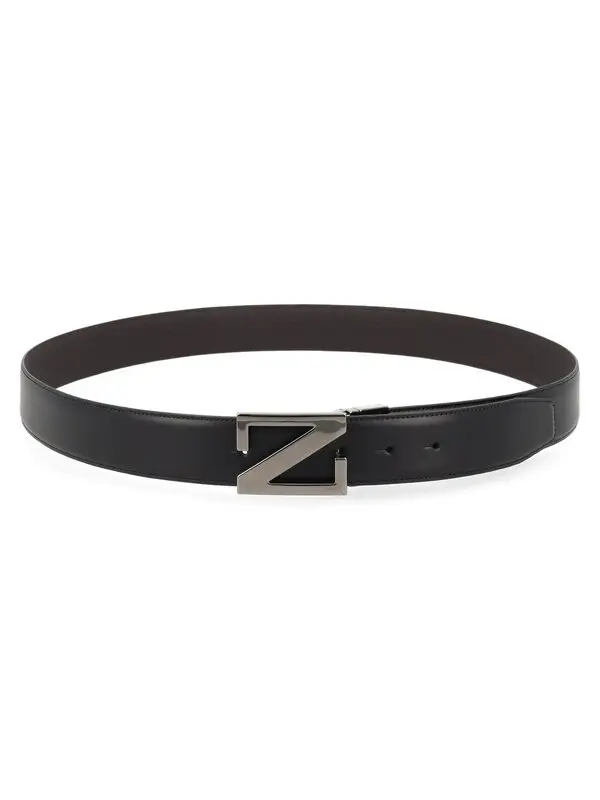 Zegna Z" Monogram Reversible Leather Belt