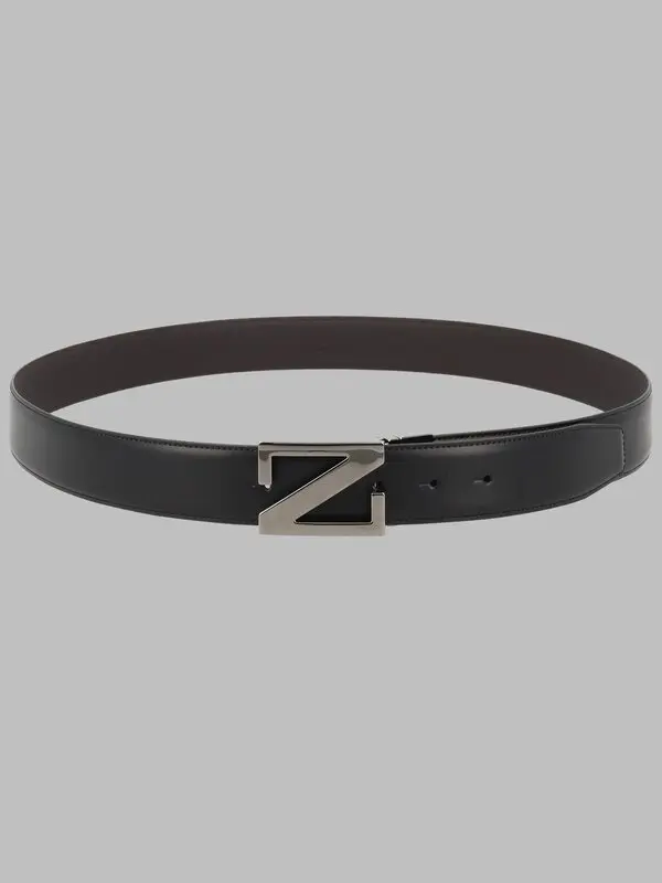 Zegna Z" Monogram Reversible Leather Belt