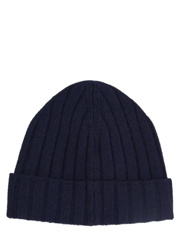 Emporio Armani Ribbed Folded Beanie - Blue