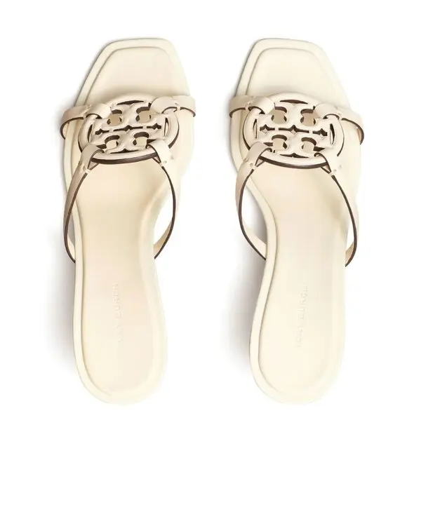 Tory Burch Logo Detailed Heeled Sandals - White