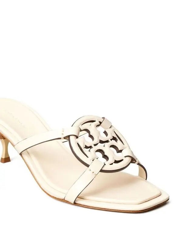 Tory Burch Logo Detailed Heeled Sandals - White