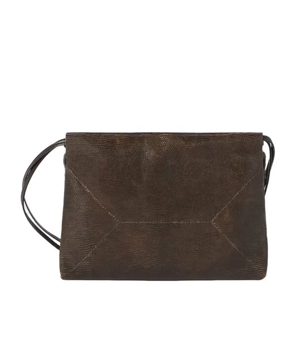 Brunello Cucinelli Lizard-effect Calfskin Pouch Bag - Rust-brown