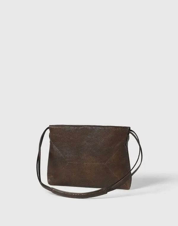 Brunello Cucinelli Lizard-effect Calfskin Pouch Bag - Rust-brown
