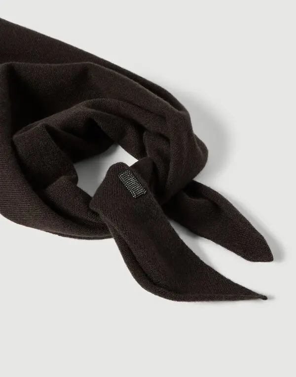 Brunello Cucinelli Cashmere Foulard With Monili - Coffee