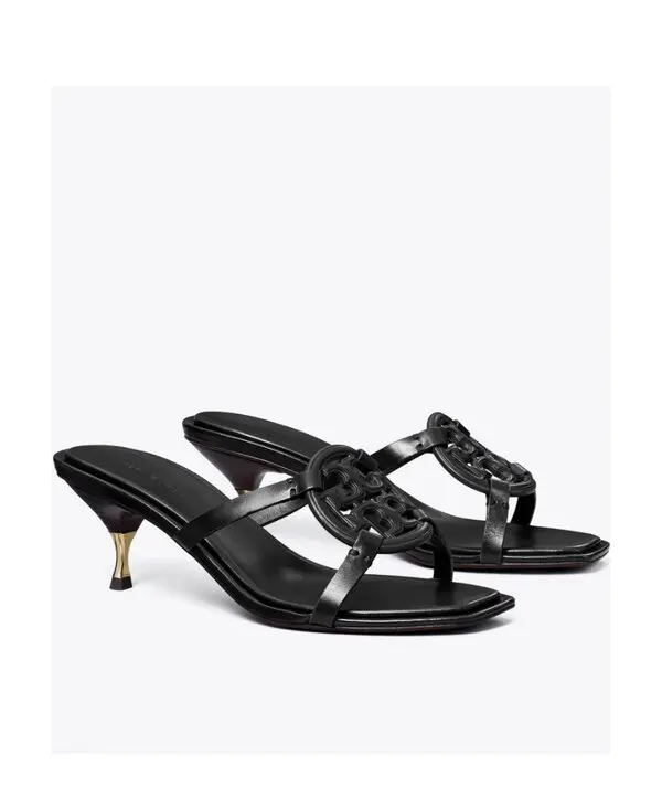 Tory Burch Logo Detailed Heeled Sandals - Black