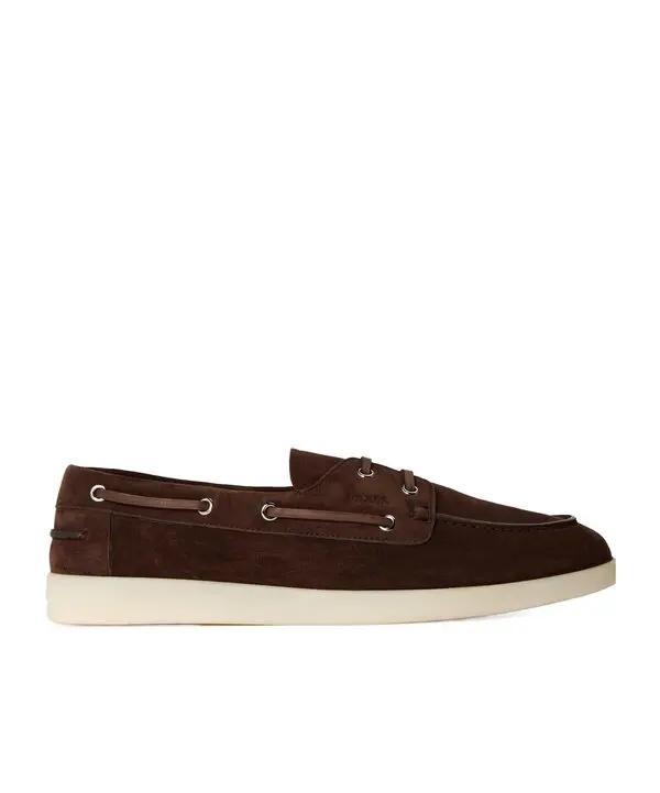 Prada Suede Boat Shoes - Brown