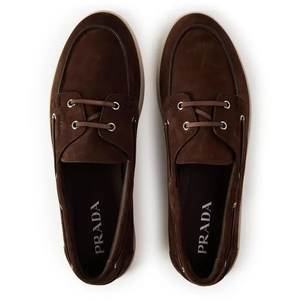 Prada Suede Boat Shoes - Brown