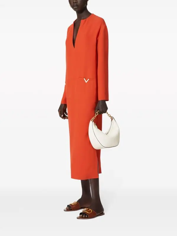 Valentino Garavani V Gold Straight Hem Midi Dress